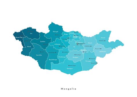 Modern Isolated Illustration Simplified Geographical Map Of Mongolia
