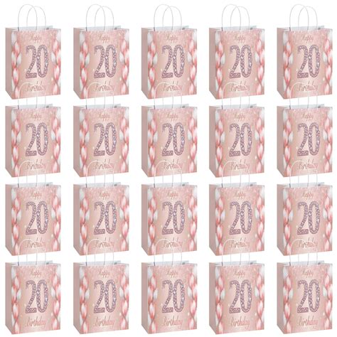 Yahafepy 20pcs 20th Happy Birthday Theme Party Bags Party Favor Bags