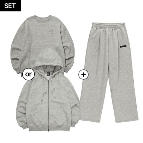 Set 데일리 스탠다드 맨투맨 Or 후드집업 와이드 팬츠 멜란그레이 감도 깊은 취향 셀렉트샵 29cm