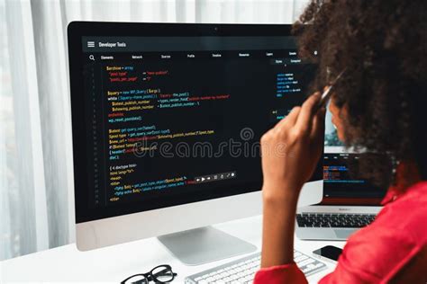 african americanand x27 s developer coding software project on screen