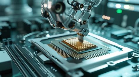 Premium Photo Robotic Arm Is Seen Installing A Processor Onto A