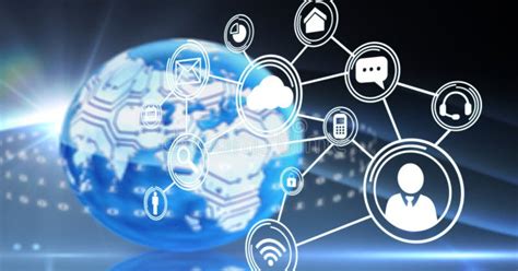 Composition Of Network Of Digital People Icons Over Globe Stock Illustration Illustration Of