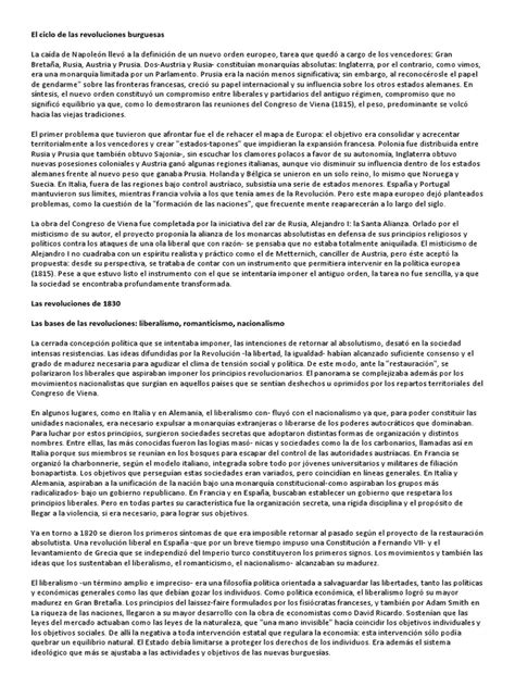 1er Parcial Las Revoluciones De 1830 Y 1848 Historia Social Pdf