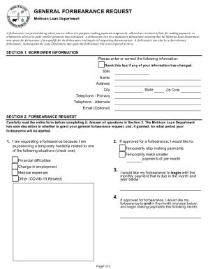 Fillable Online Fill Iogeneral Forbearance Request Generalfill Free