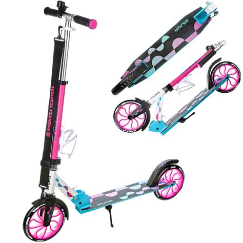 Hulajnoga Składana RAVEN Galaxia Blue Pink z dzwonkiem uchwytem na bidon kołami LED Raven