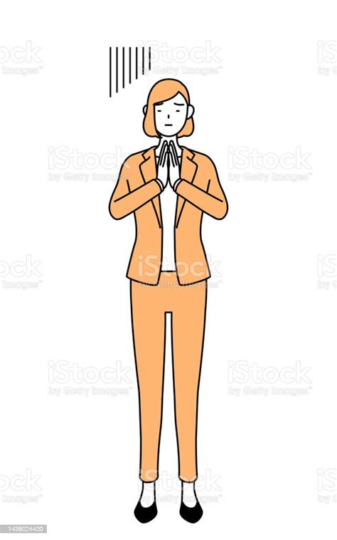 양복을 입은 사업가가 몸 앞에서 손으로 사과하는 간단한 선 그리기 그림 Shinnyushain에 대한 스톡 벡터 아트 및 기타