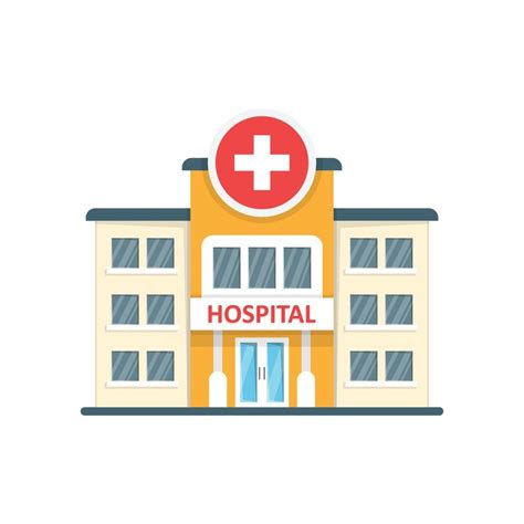 Hospital Building Icon In Flat Style Medical Clinic Vector