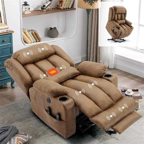Large Dual Motor Lay Flat Power Lift Recliner Chair With Extended