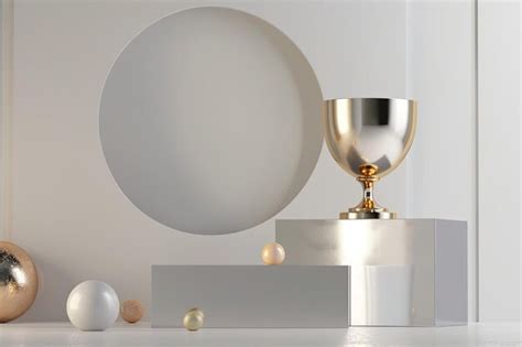 Premium Photo Minimalist Silver And Golden A Cup Trophy Standing On