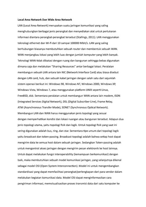 Local Area Network Dan Wide Area Network LAN Menggunakan Teknologi