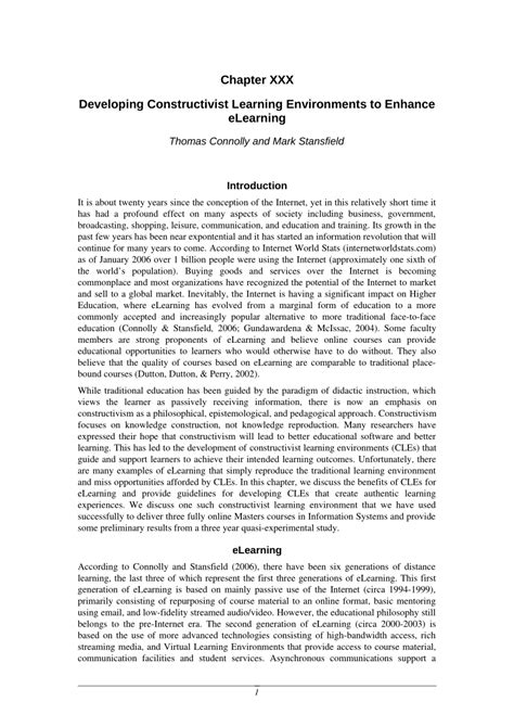 Pdf Developing Constructivist Learning Environments To Enhance Elearning