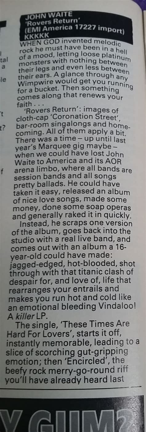 John Waite Rovers Return Tape Cassette 1987 Check The Exclusive