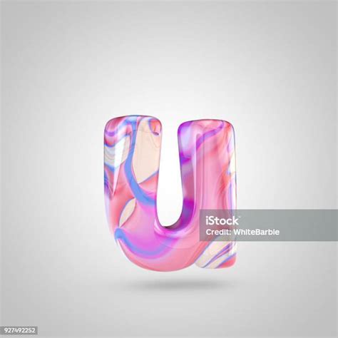 白い背景に分離された光沢のあるホログラム ピンク文字 U 小文字 3dのストックフォトや画像を多数ご用意 3d アルファベット