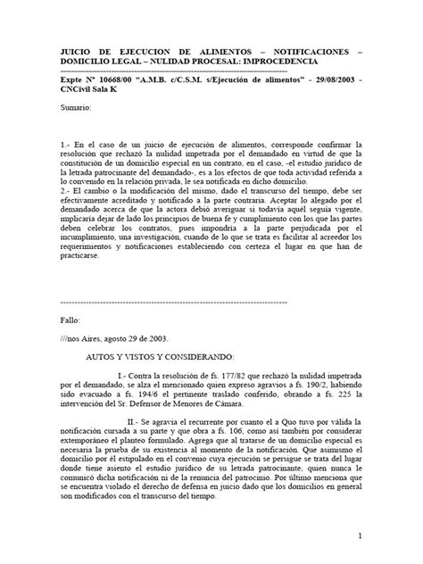 Amb C Csm S Ejecución De Alimentos Pdf Ley Procesal