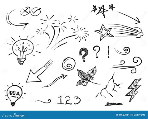 Doodle Elements For Concept Design Isolated On White Background Infographic Elements Stock