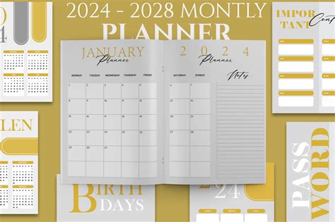 Five Year Monthly Planner 2024 2028 Graphic By Youcef Rz · Creative Fabrica