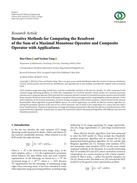 PDF Iterative Methods For Computing The Resolvent Of The Sum Of A