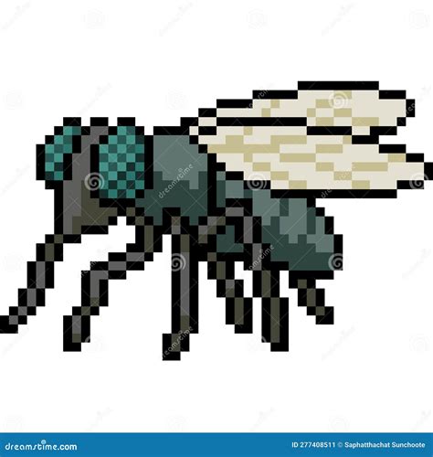Pixel Art Ugly Small Fly Stock Vector Illustration Of White 277408511