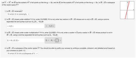 solved et v r2 let h be the subset of v of all points on