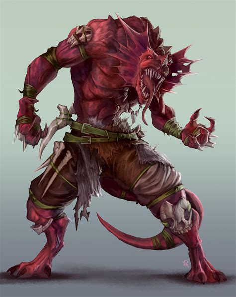 [oc] Oooh Youre Looking Tasty Long Death Frilled Neck Lizardfolk R Dnd