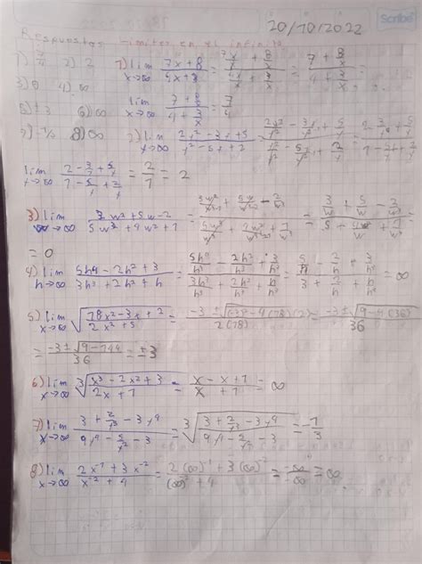 Límites En El Infinito Calculo Diferencial Studocu
