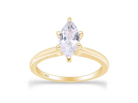 Affy Marquise White Cubic Zirconia Solitaire Engagement Ring For Women