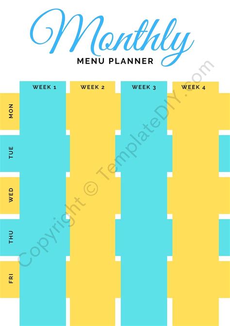 A Monthly Menu Planner Is A Great Way To Plan And Set A Healthy And