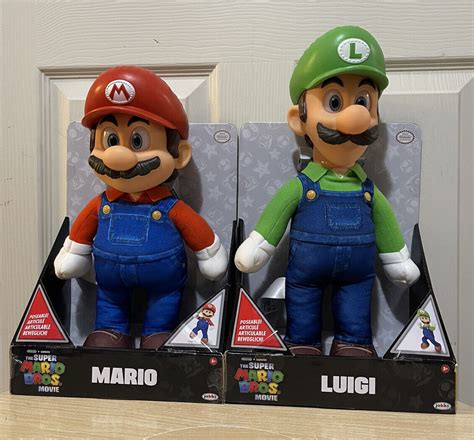 The Super Mario Bros Movie Mario And Luigi Poseable Plush Nintendo Set Of