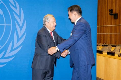 Монгол Улсын Ерөнхийлөгч У Хүрэлсүхийг НҮБ ын Ерөнхий нарийн бичгийн дарга Антонио Гутерреш