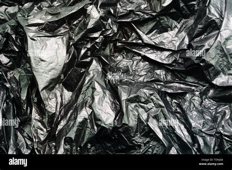 Black Plastic Garbage Bag Texture Abstract Wrinkled Background Of