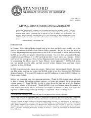 CASE MySQL Open Source Database In 2004 1 Pdf CASE SM 124 DATE 6 1 2004 MYSQL OPEN SOURCE