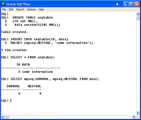 Oracle Plsql Sequences