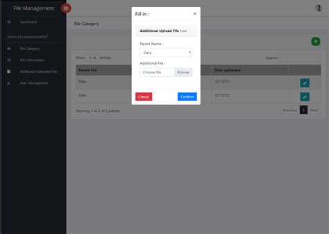 File Management System User Interface In Bootstrap And PHP