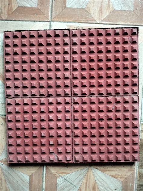 Waffle Red Concrete Tiles On Carousell