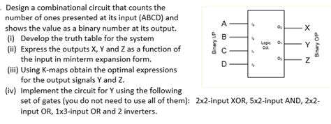 solved design a combinational circuit that counts the number