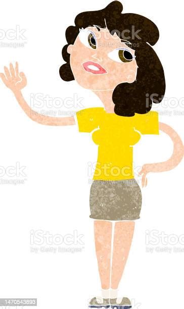 말풍선이 있고 손 흔드는 여자 귀여운에 대한 스톡 벡터 아트 및 기타 이미지 귀여운 기이함 낙서 드로잉 Istock