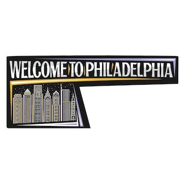 Premium Vector Philadelphia Skyline Landmark Flag Sticker Emblem