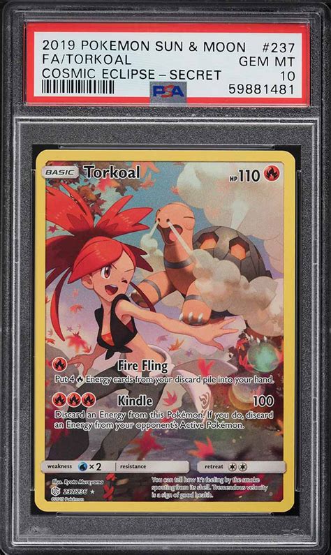 2019 Pokemon Sun Moon Cosmic Eclipse Character Rare Torkoal 237 PSA