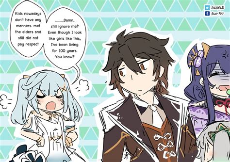 Raiden Shogun Zhongli Nahida And Faruzan Genshin Impact Drawn By