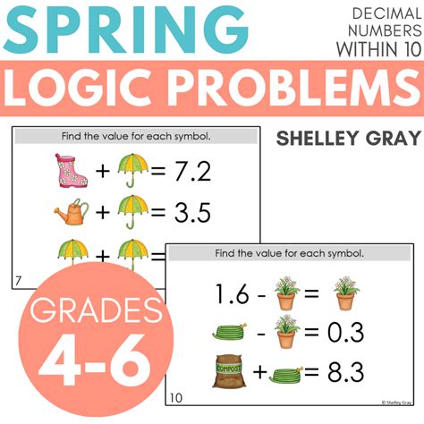 Spring Themed Math Logic Problems Puzzles For Decimal Numbers To Tent Shelley Gray Teaching