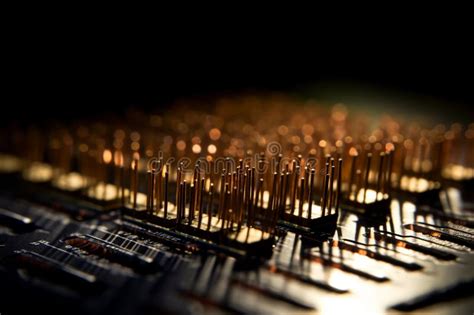 Electronic Circuit Board Close Up Microcircuit In Green Motherboard