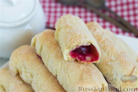 Рецепт Песочные трубочки с вишней на