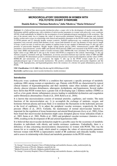Pdf Microcirculatory Disorders In Women With Polycystic Ovary Syndrome