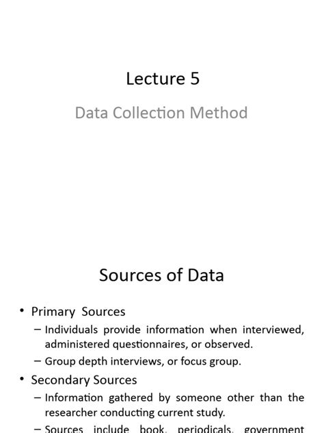 Lecture 5 Data Collection Method Pdf Survey Methodology Sampling