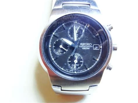Seiko Chrono Quartz Alarm Chronograph Timer 100m 7t62a Obho Runs With