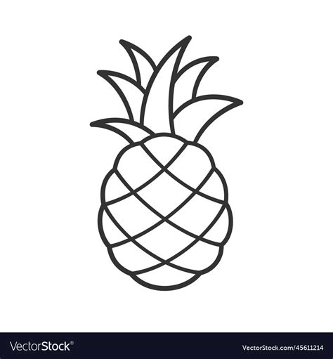 Pineapple Cartoon Outline Clip Art Simple Flat Vector Image