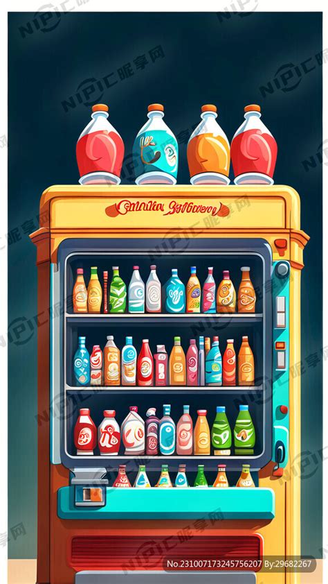 Ai创作图饮料售卖机海报卡通 昵图网