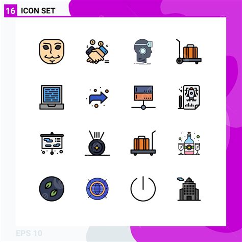 Simple Line Design Vector Hd Images Pictogram Set Of 16 Simple Flat Color Filled Lines Of