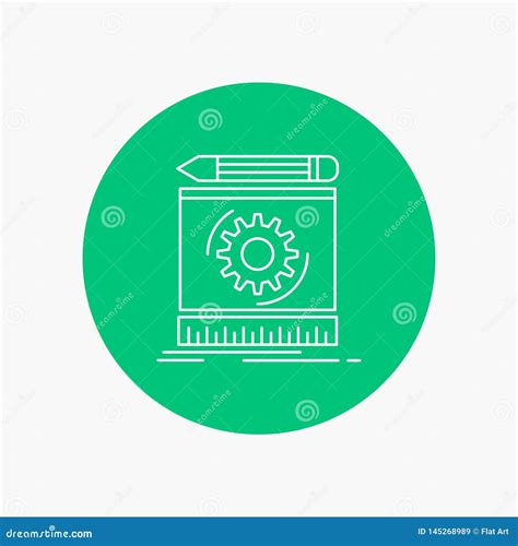 Draft Engineering Process Prototype Prototyping White Line Icon In Circle Background Vector