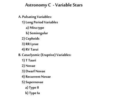 Ppt Astronomy C Variable Stars Powerpoint Presentation Free